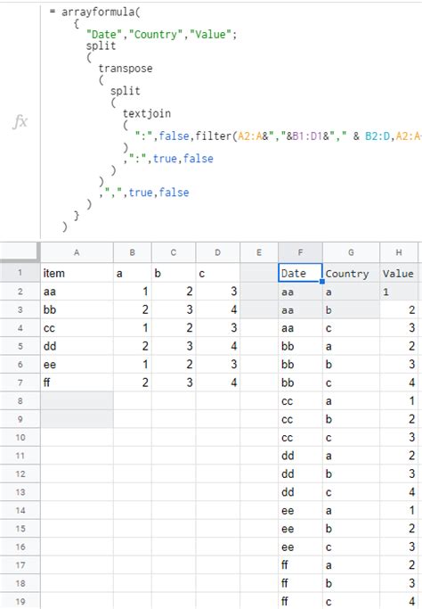 Google Sheet One Column Fixed Rest Tranpose Stack Overflow