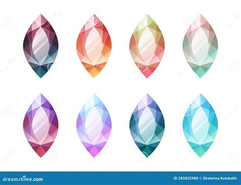 Conjunto De Gemas Aisladas Vectoriales De Diferentes Colores Diamante