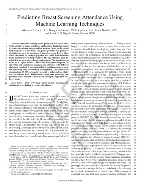 Pdf Predicting Breast Screening Attendance Using Machine Learning Techniques