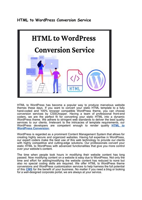 Ppt Comprehensive Guide On Html To Wordpress Conversion Csschopper Powerpoint Presentation
