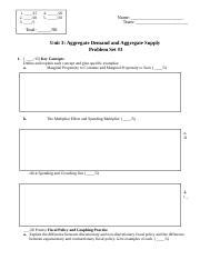 AP Macro Problem Set Name Team Total Unit