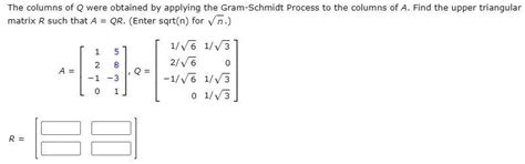 solved the columns of q were obtained by applying the gram schmidt