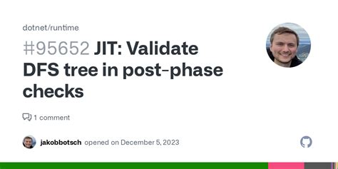 Jit Validate Dfs Tree In Post Phase Checks · Issue 95652 · Dotnetruntime · Github