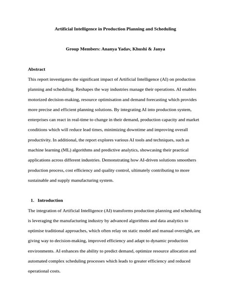 artificial intelligence in production planning and scheduling pdf