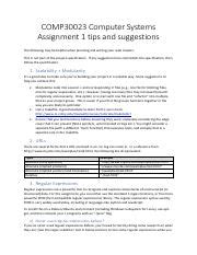 CS Project Tip Pdf COMP Computer Systems Assignment Tips And Suggestions The
