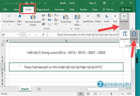 Viết độ C trong word excel powerpoint