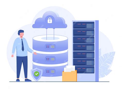 premium vector data server concept storage technology cloud system database template of people