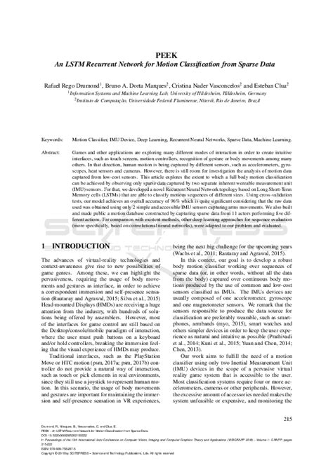 Pdf Peek An Lstm Recurrent Network For Motion Classification From Sparse Data