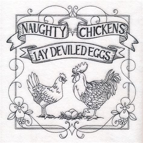 Naughty Chickens Lay Deviled Eggs Embroidery Library