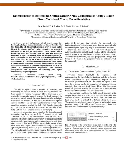 Determination Of Reflectance Optical Sensor Array Configuration Using 3