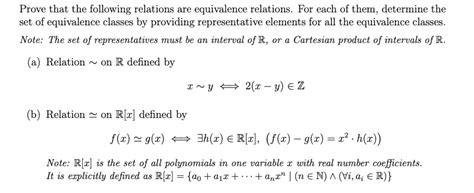 Solved Prove That The Following Relations Are Equivalence Chegg