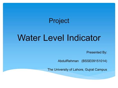 Water Level Indicator Project Presentation Pptx Chemistry Science