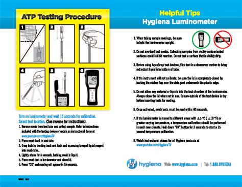 Atp Testing Procedure Quick Start Guide Hygiena