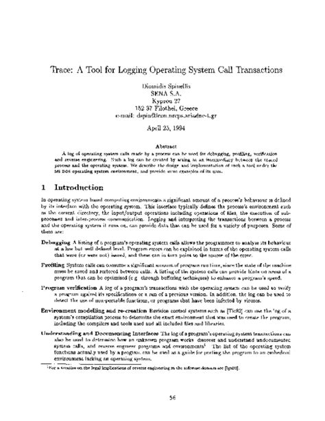 pdf trace a tool for logging operating system call transactions