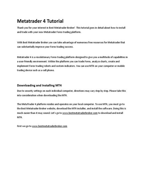 Metatrader 4 Tutorial Downloading And Installing Mt4 Pdf Order