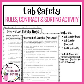 Lab Safety Rules Contract And Sorting Activity By Your Resource Bestie