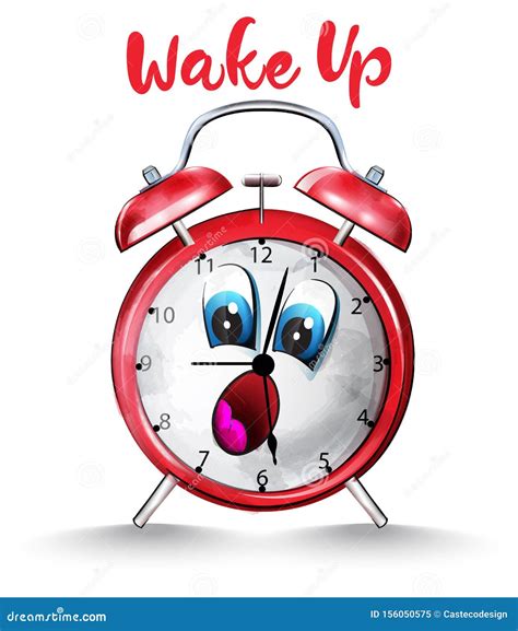 Alarm Clock Back To School Funny Cartoon Character Vector Watercolors Stock Vector