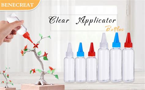 Benecreat 20 Pack 2 Ounce Plastic Tip Applicator Bottle Squeeze Dispensing Bottles With Red Tip