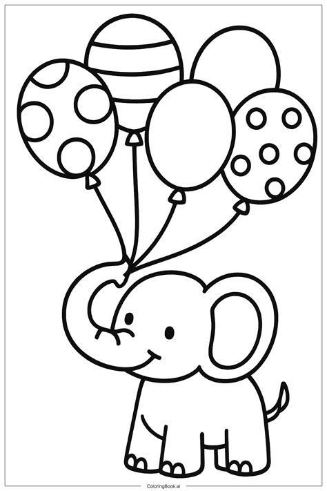 풍선 과 코끼리 색칠하기 페이지 무료 Pdfandpng 인쇄 가능