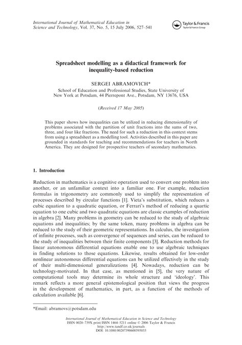 pdf spreadsheet modelling as a didactical framework for inequality