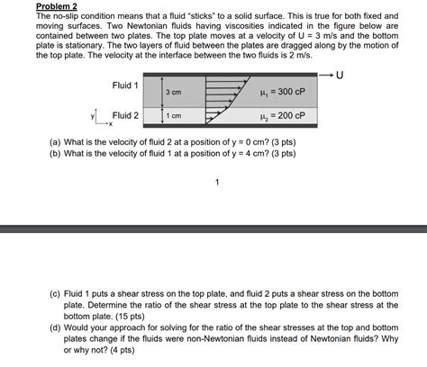 Solved Problem 2 The No Slip Condition Means That A Fluid