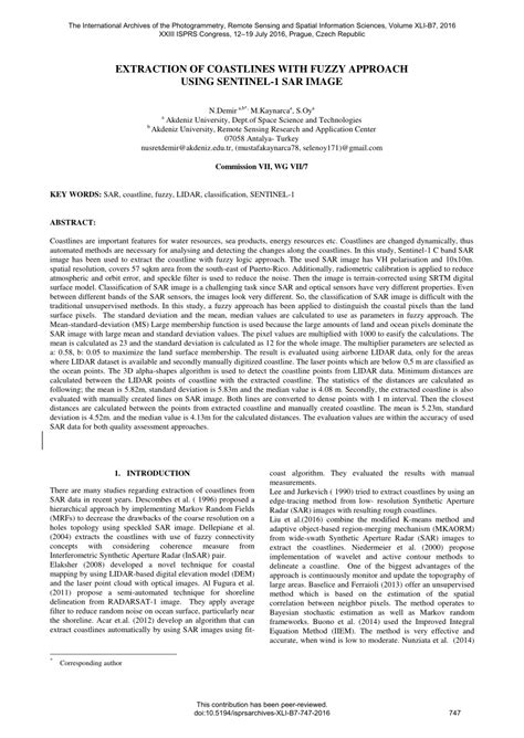 Pdf Extraction Of Coastlines With Fuzzy Approach Using Sentinel 1 Sar