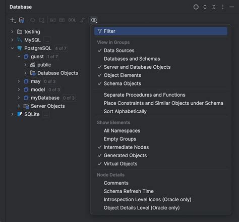 データベースツールウィンドウ Phpstorm ドキュメント