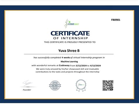 Codewayintern Machinelearning Internship Achievement Yuvashree B