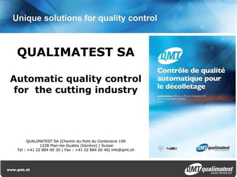 Qualimatest Automatic Quality Control System For Cutting Industry Ppt