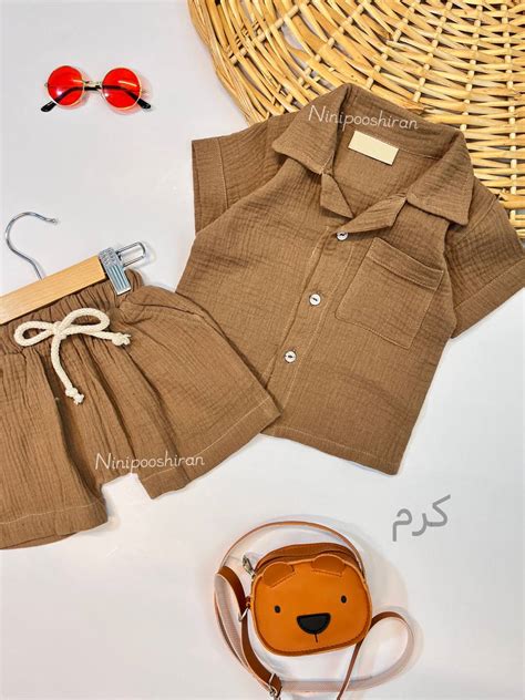 تیشرت شلوارک موسلین جیب دار کد 322 نی نی پوش