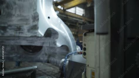 Operator Regulating The CNC Machine Control Panel Machine Control CNC Monitor Workpiece Fixed