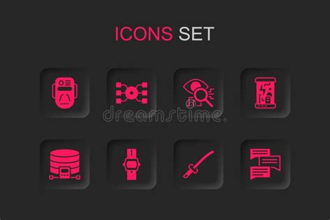 Set Wrist Watch Neural Network Artificial Intelligence Robot Katana Cryogenic Capsules