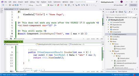 view component not being rendered using tag helper syntax · issue 46740 · dotnet aspnetcore