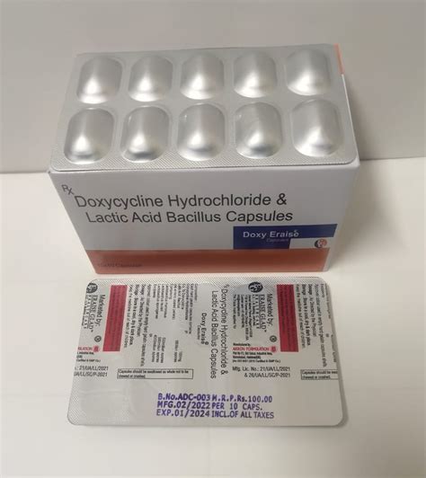 Doxycycline Hydrochloride Lactic Acid Bacillus Capsules Strength 100mg At ₹ 1000 Box In Udaipur