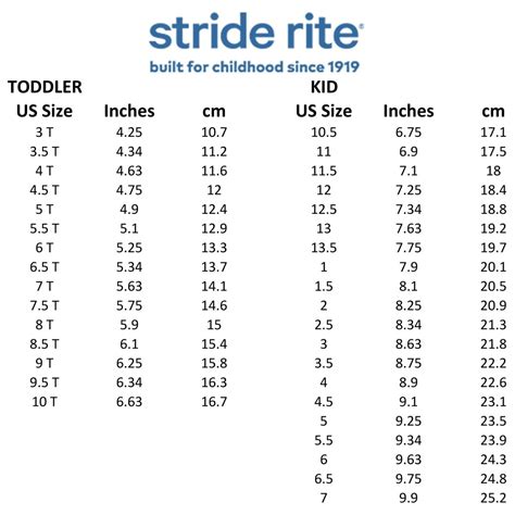 Stride Rite Printable Size Chart Michael Printables