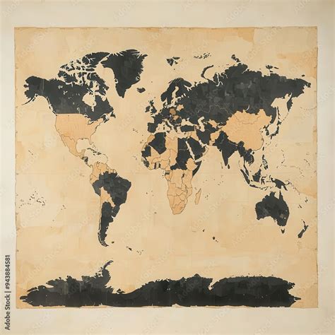 Simple World Map With Different Regions Shaded To Represent Economic