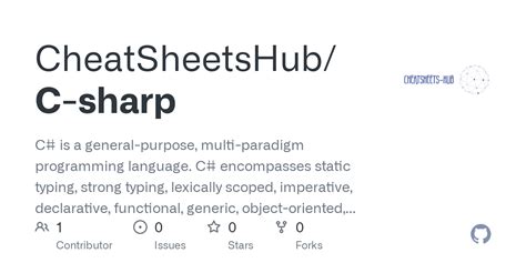 GitHub CheatSheetsHub C Sharp C Is A General Purpose Multi Paradigm Programming Language