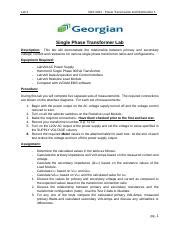 Understanding Single Phase Transformers Lab In ELEC Course Hero