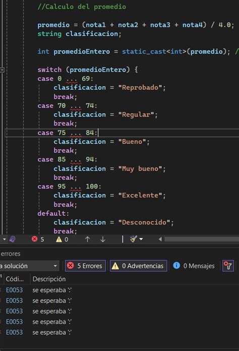 Rangos Case Usando Switch C En Visual Studio 2022 Stack Overflow En