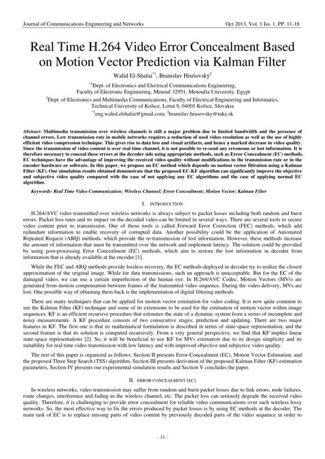 Pdf Real Time H264 Video Error Concealment Based On Motion Vector