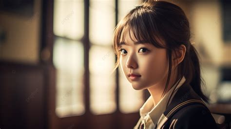 카메라를 보고 교복을 입은 어린 소녀 여고생 고화질 사진 사진 말뿐인 배경 일러스트 및 사진 무료 다운로드 Pngtree