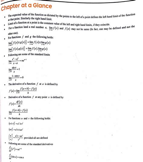 Solution Limits And Derivatives Maths Class 11 Solved Questions And