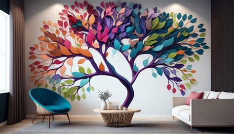 Premium Ai Image Elegant Abstract Tree With Leaves On Hanging Branches Illustrationgenerative Ai