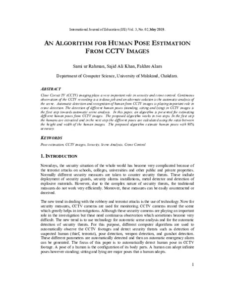 Pdf An Algorithm For Human Pose Estimation From Cctv Images
