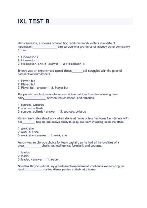 Ixl Test B Questions With Correct Answers 2024 Ixl Stuvia Us