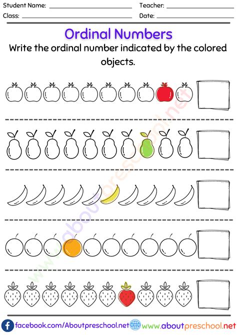 Ordinal Numbers Worksheet