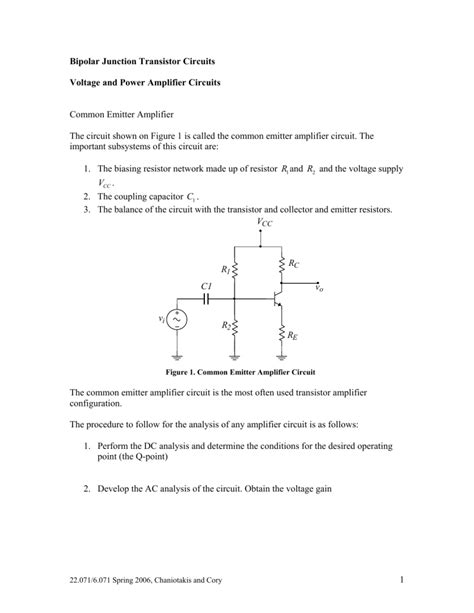 Bjt Amplifier Circuits Common Emitter Analysis
