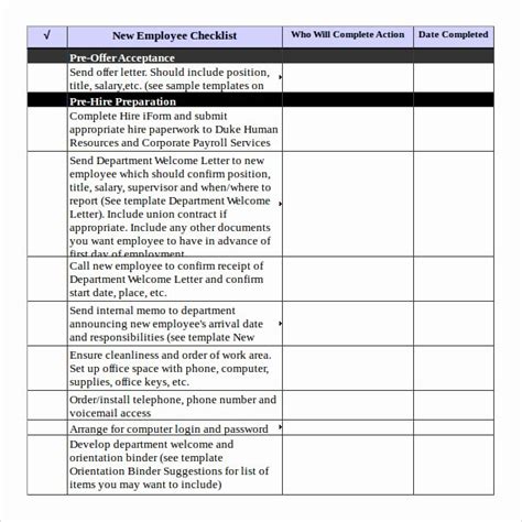 New Employee Checklist Template Excel Peterainsworth