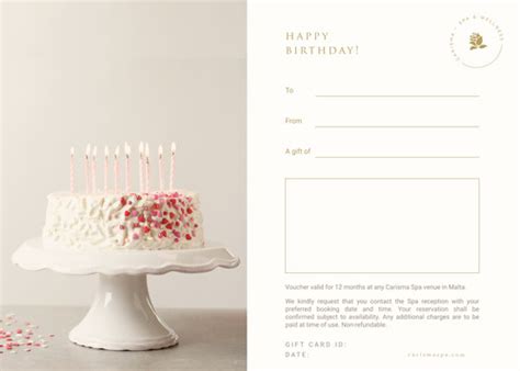 Spa Day Facility Pass T Card