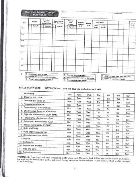 Dbt Diary Card Printable Printable Word Searches